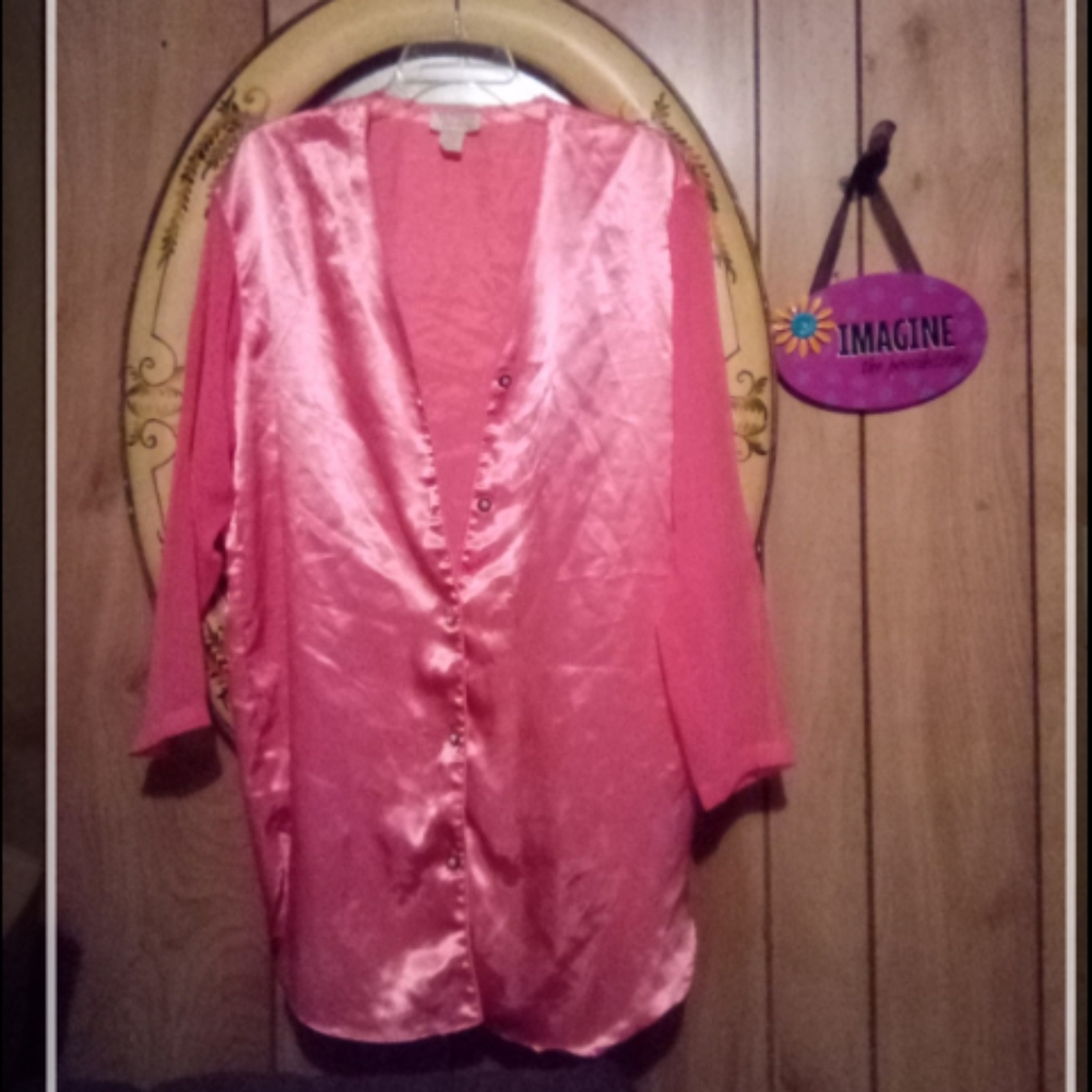 Pink Shimmery Vintage Silky Victoria Secret Robe - Gem